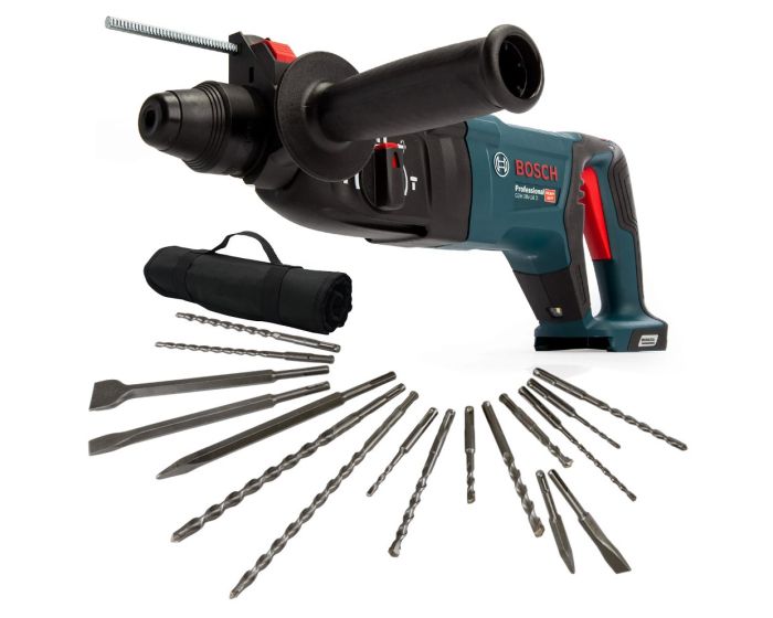 Bosch Gbh18v 26d 18v Sds Plus Brushless Rotary Hammer Drill Bare 17pc