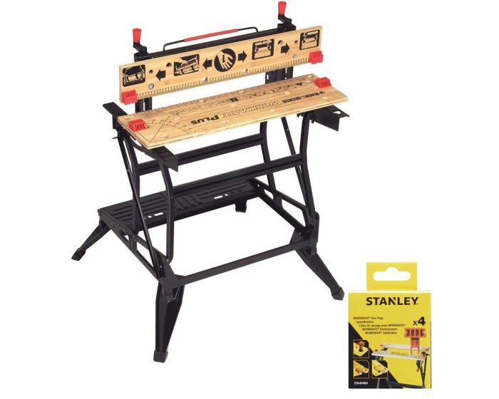 Black Decker Deluxe Workmate WM825 Work Bench Sawhorse and Extra Clamping Pegs