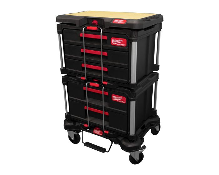 Milwaukee PACKOUT Wheeled Trolley 2 3 Drawer Toolbox Rolling Workstation Set