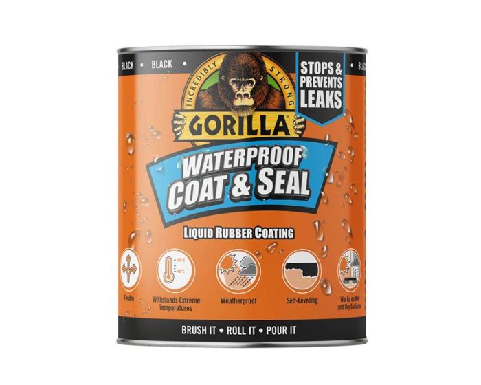 Gorilla Glue 3244021 Waterproof Coat Seal Liquid Rubber Coating Black 473ml GRGPSPBL473 Buyaparcel