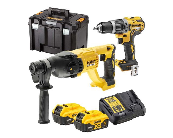 Dewalt DCK2071P2T 18v XR Brushless SDS Combi Twin Kit DCD796 DCH133 2x5Ah