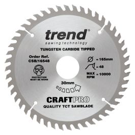 Trend CSB/16548 Craft Saw Blade 165mm 48 Tooth 30mm Bore High Grade ...