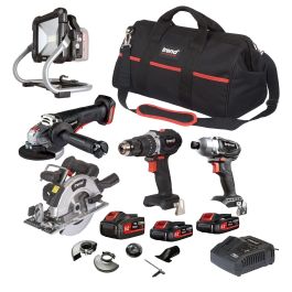 Trend T18S 18V Cordless 5 Piece Brushless Tool Kit Grinder + Saw 3 x ...