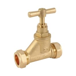 Brass Compression PS20 Stop tap Polycock MDPE Brass 20mm x 20mm WRAS ...